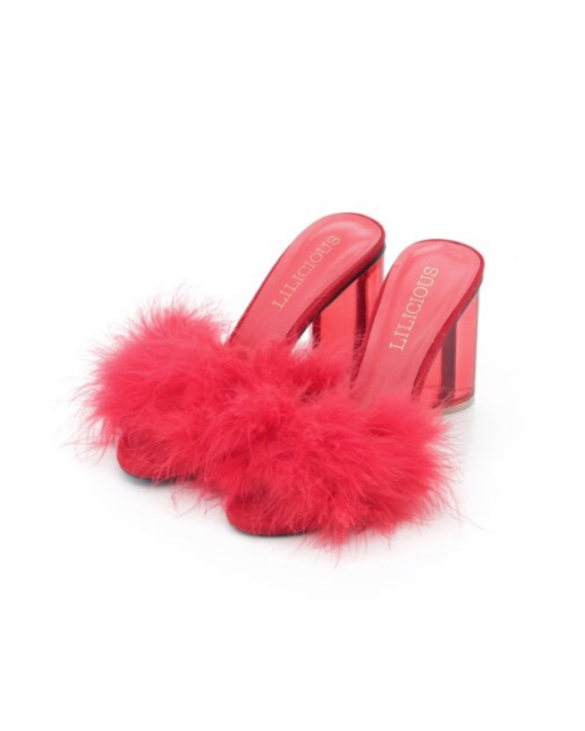 feather heart heel mule RED – PEEWEE CLOSET